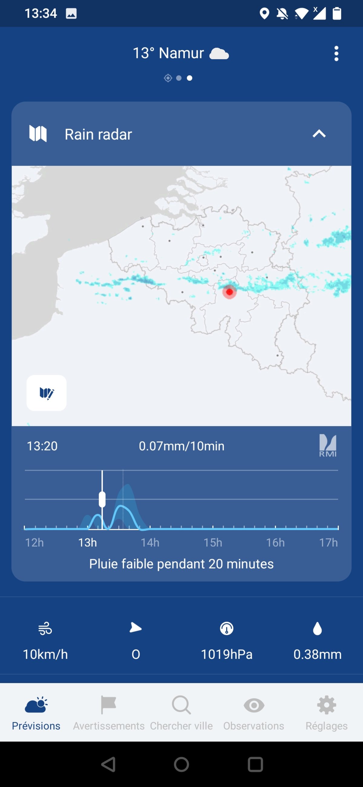KMI - Verbeterde weergave van de radarbeelden in de KMI-app