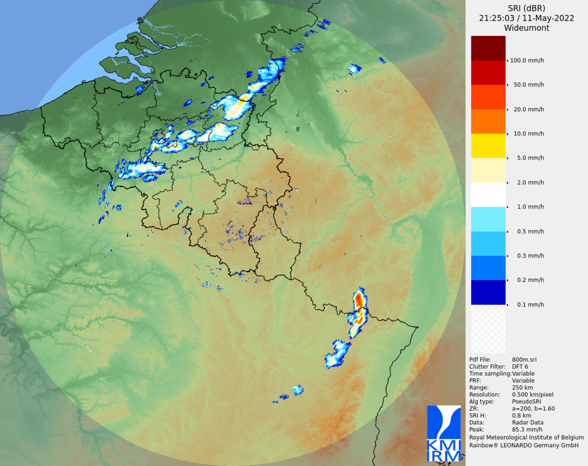 KMI - De eerste beelden van de vernieuwde weerradar in Wideumont